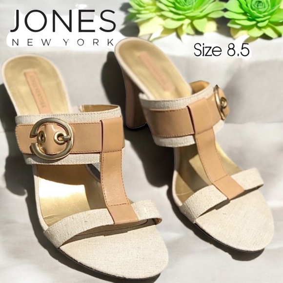 Jones New York | Shoes | Jones New York Leather And Fabric Slip On Heel ...